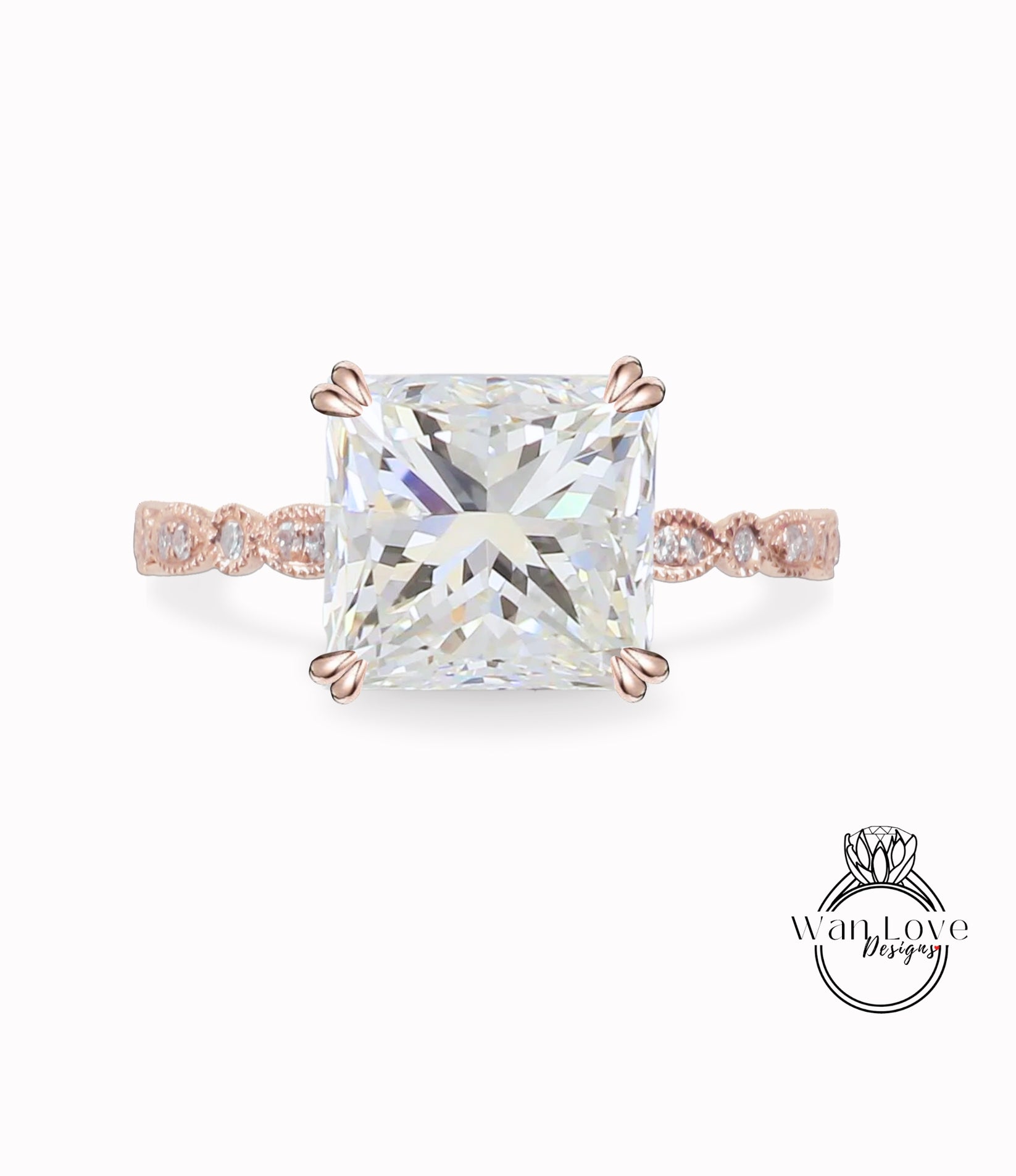 Princess Engagement Ring - Wan Love Designs 14k Gold