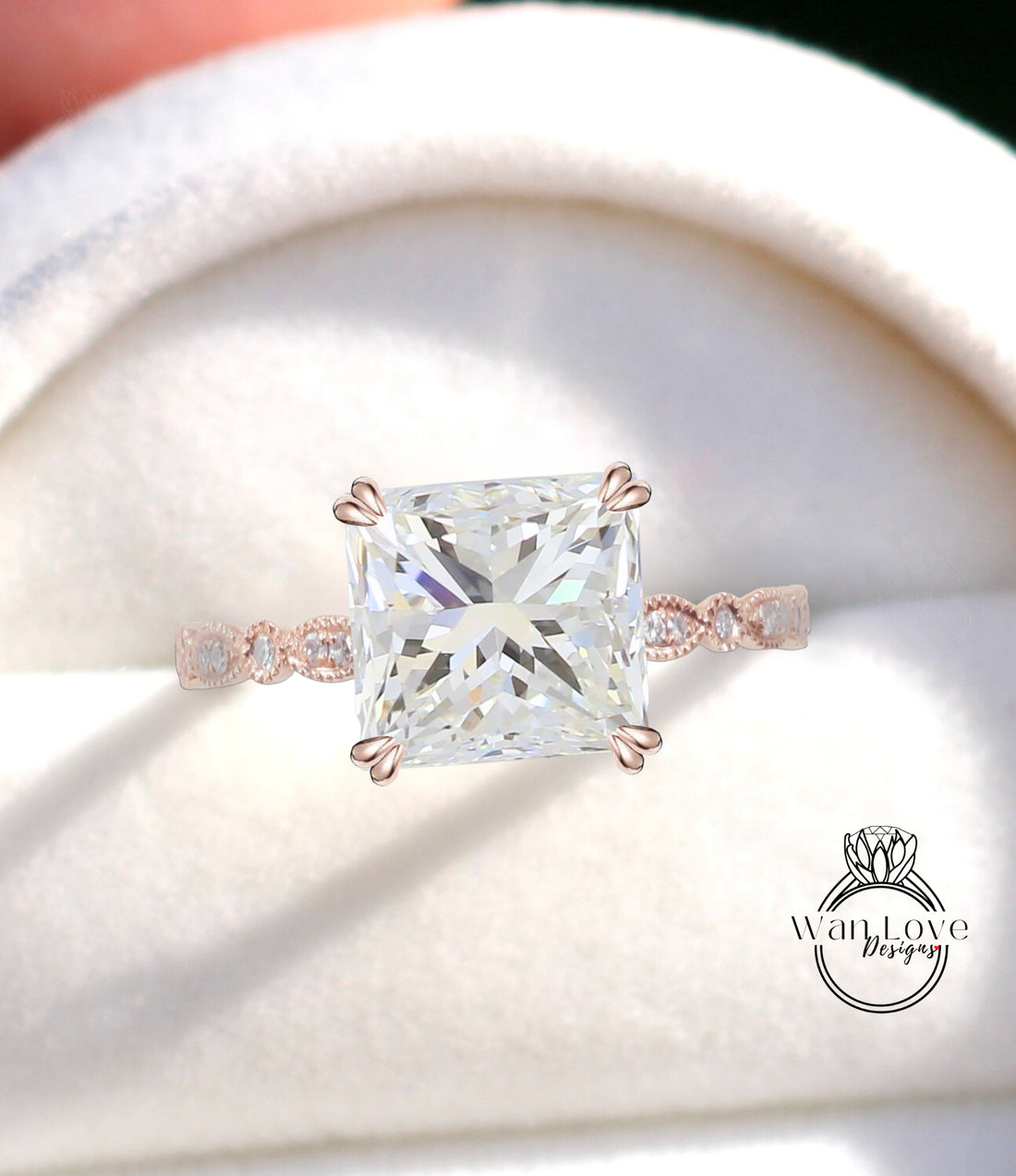 Princess Engagement Ring - Wan Love Designs 14k Gold